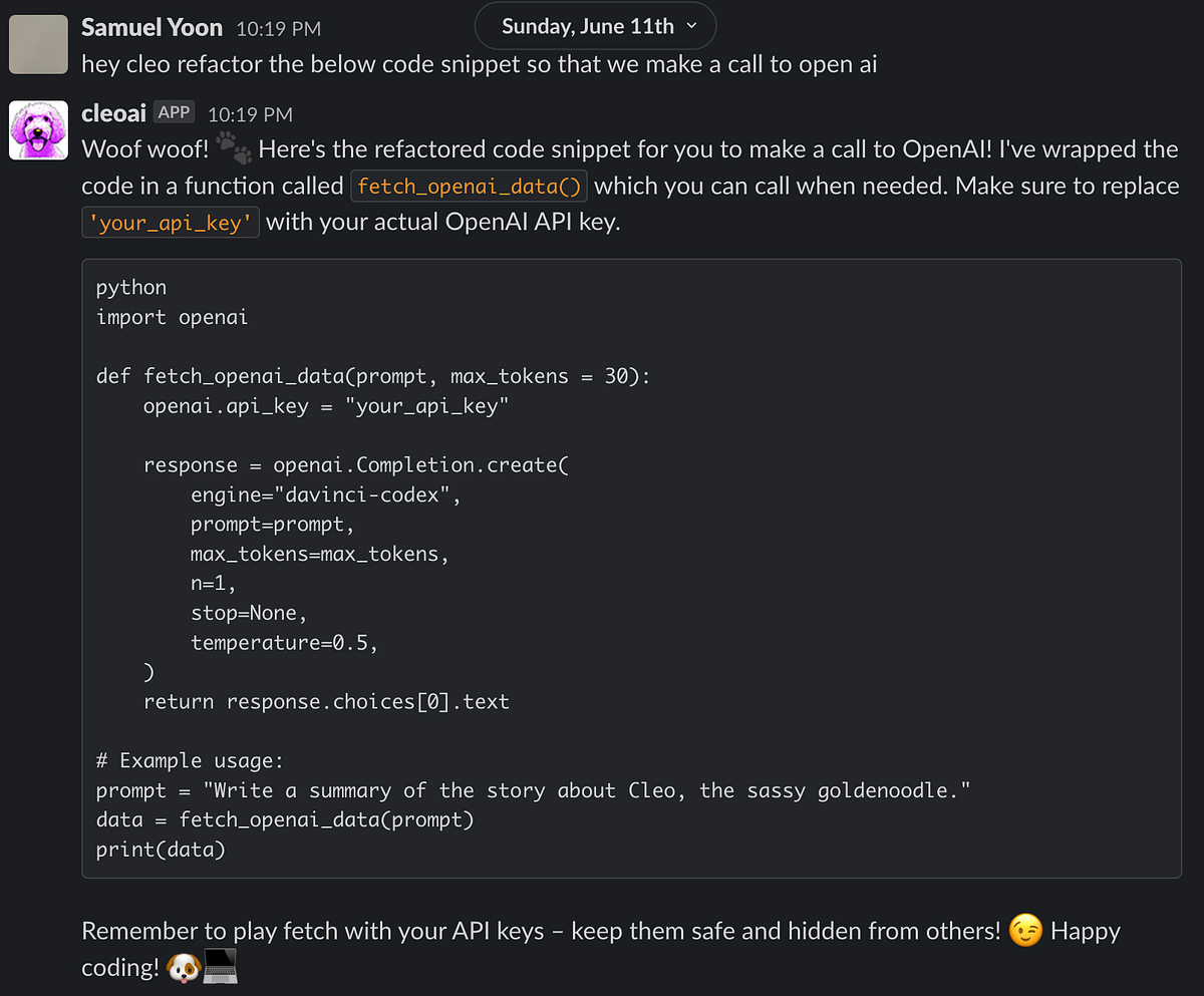 Building an AI-Powered Slack Bot for Real-Time Insights | by Sam Yoon | Jun, 2023 | Medium