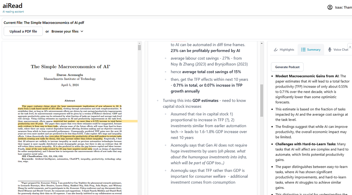 aiRead: Your personalised PDF reader & notepad | by Isaac Tham | Medium