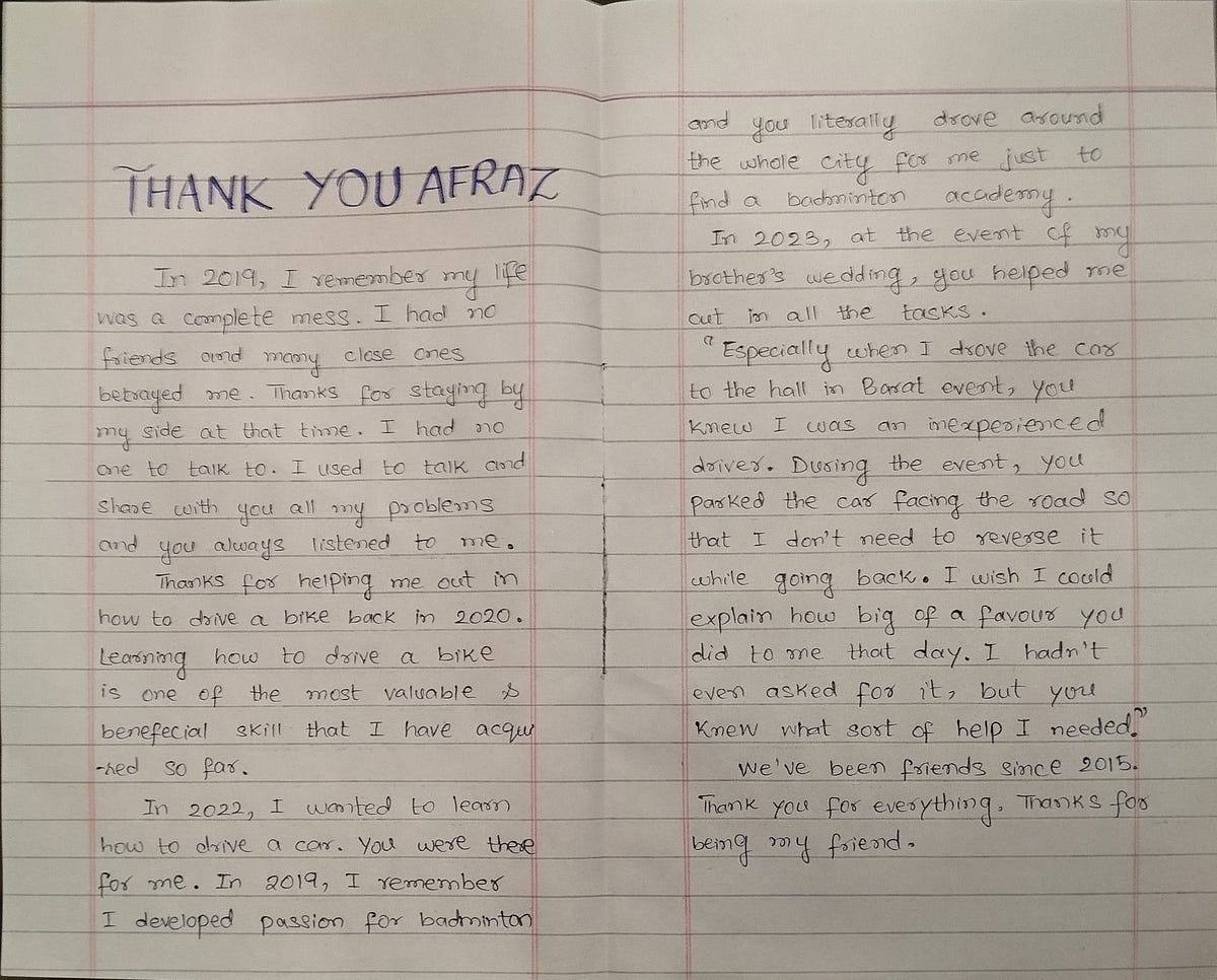 Thanking my long time friend. So, for this project, I chose my friend ...