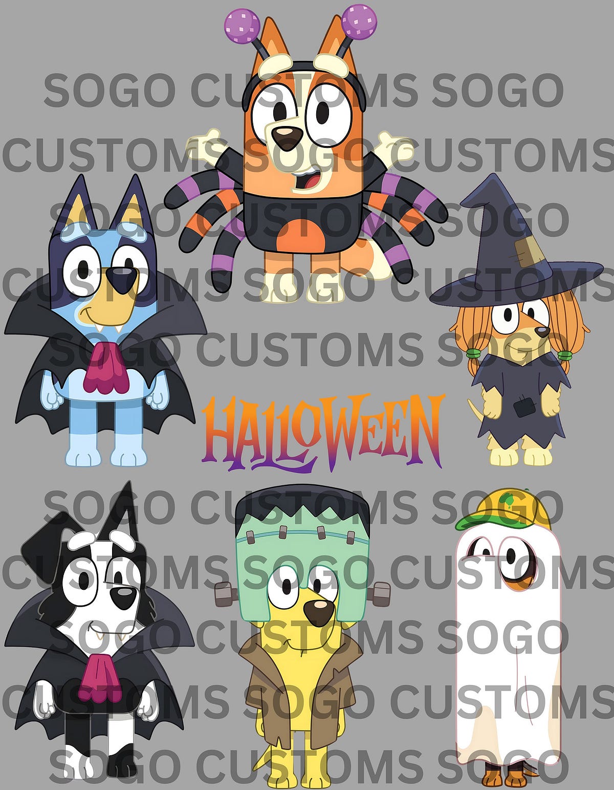 Bluey Halloween Character Bundle. High-Quality Instant Digital Download ...