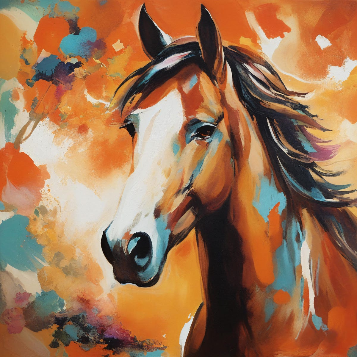 Vibrant Equine Majesty Experience the dynamic energy and grace of the equine world with this ...