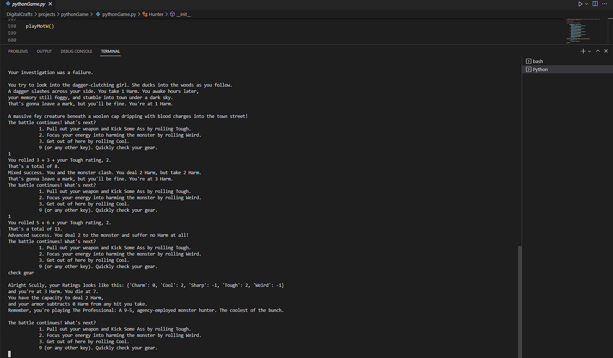 Monster of the Week terminal game | by Adam Wright | Medium