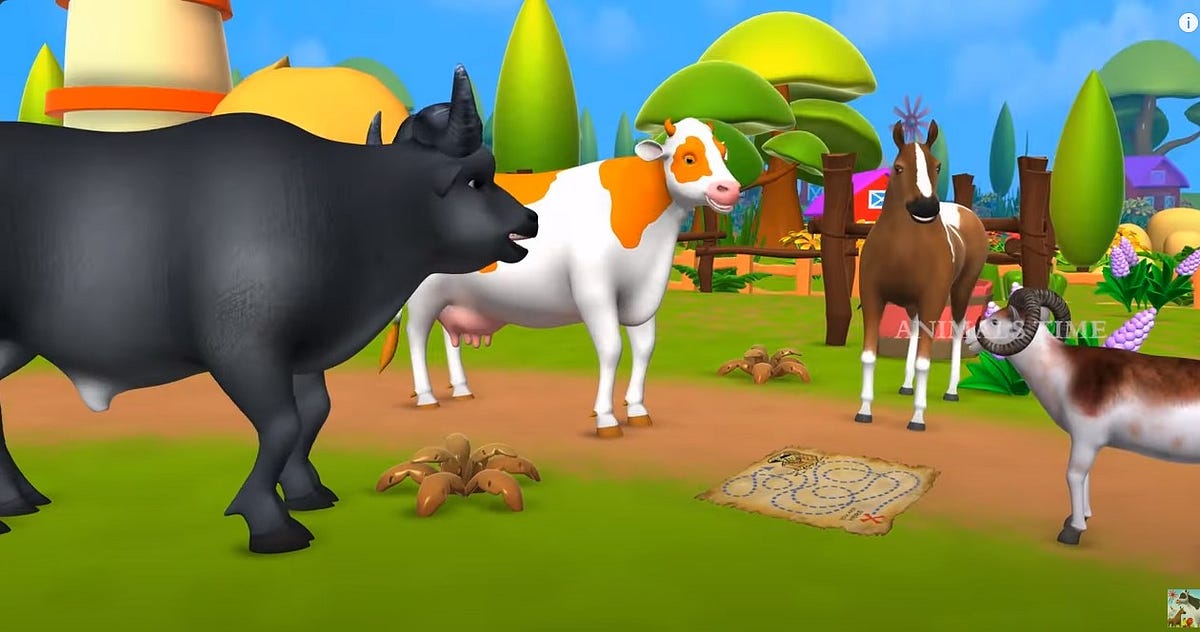 Farm Animals Mission on Golden Duck Treasure Hunt Adventure — Cow Horse ...