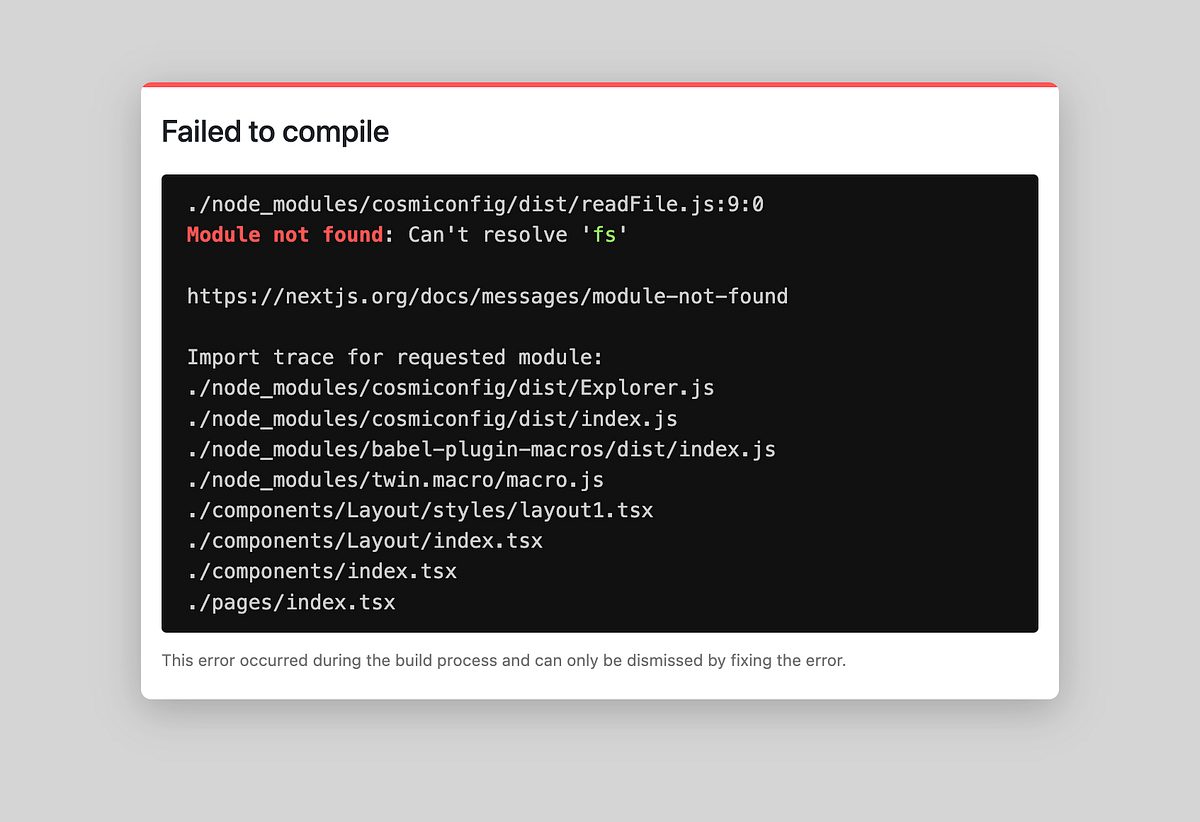 How to fix the twin.macro ‘fs’ module error. | by Yasir Gaji | Geek ...
