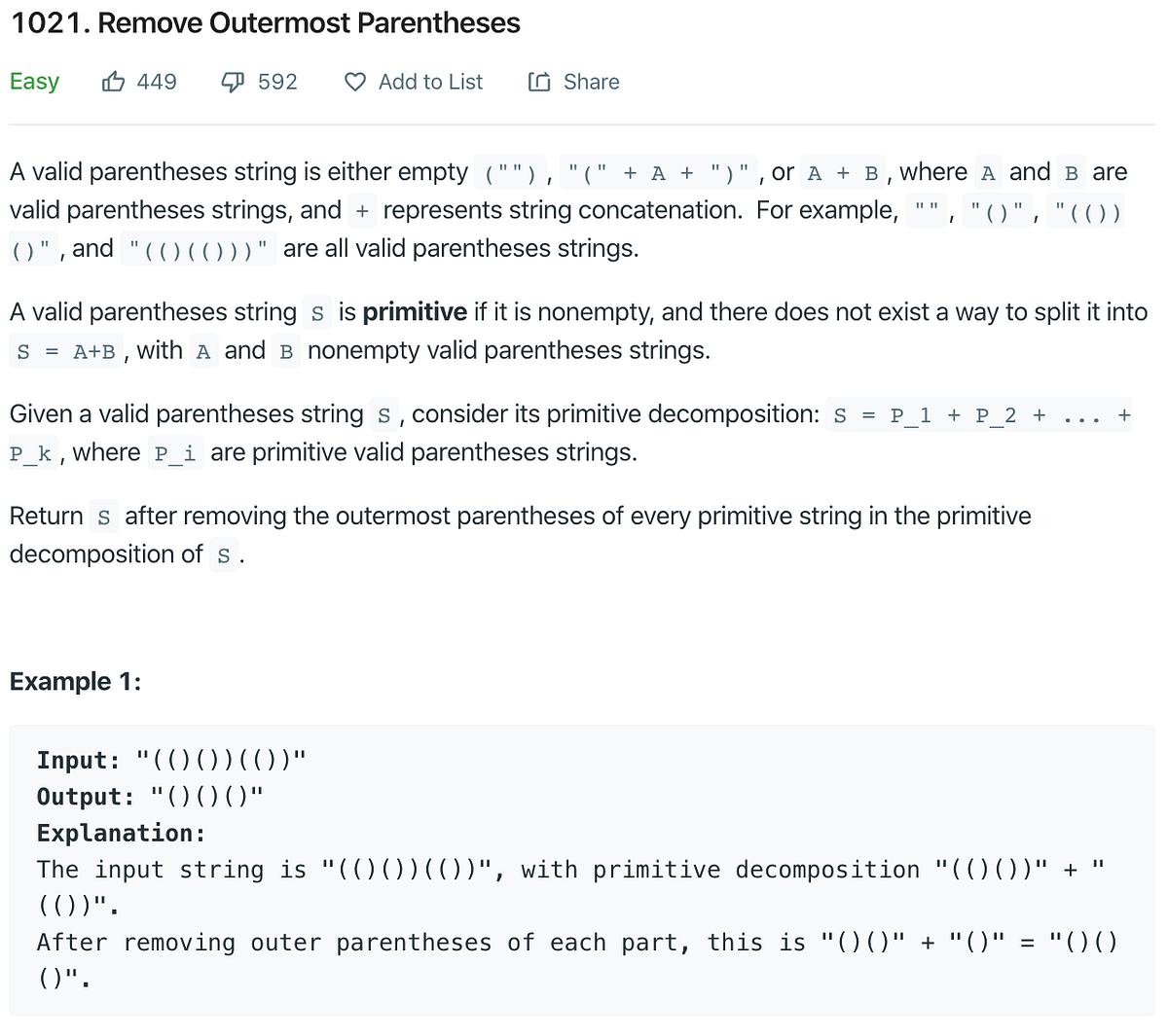 A LeetCode A Day 19–1021. Remove Outermost Parentheses | by Owen | Medium