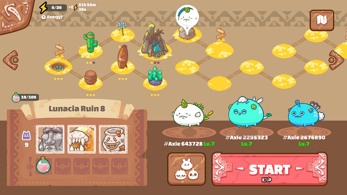 In Axie Infinity adventures, players control a team of three Axies ...