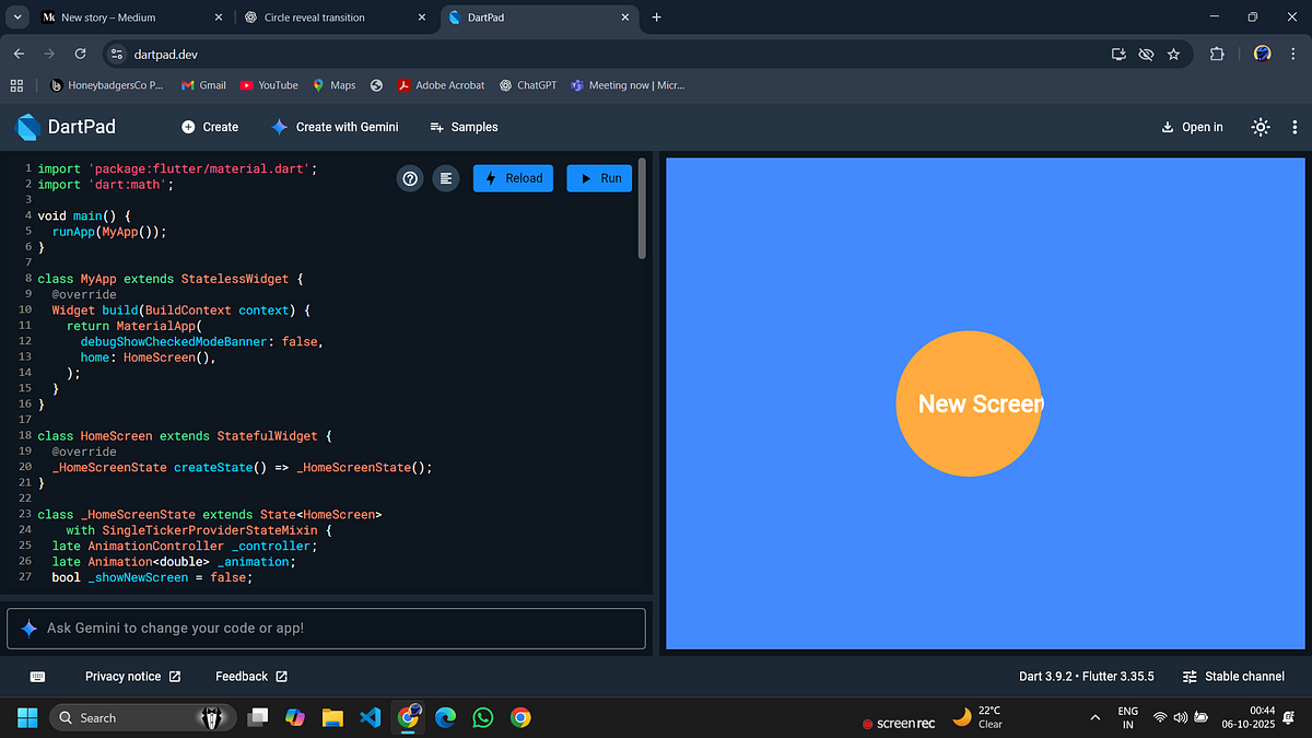 Circle reveal page transition in flutter | by Random Articles | Medium