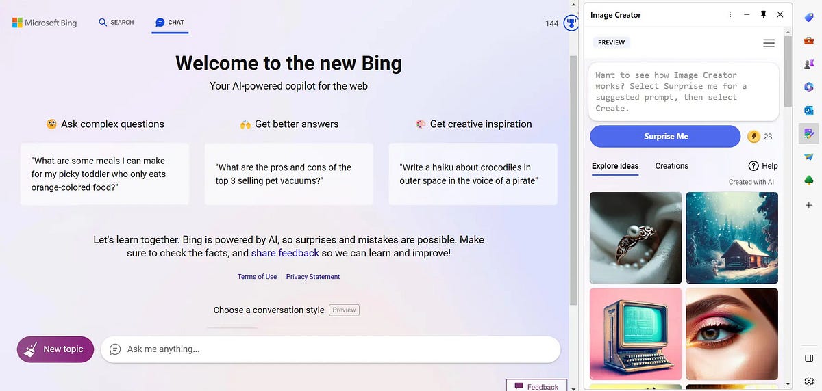 Microsoft AI image generator: Launched Edge's desktop sidebar | Medium