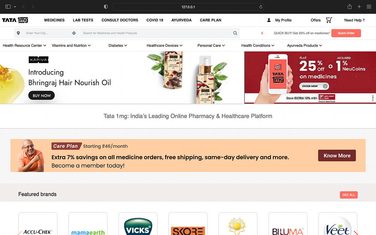 Masai construct’s week 1mg clone project report | by Rajat Sinha | Medium
