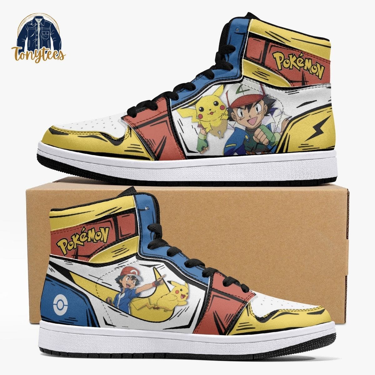 Ash Ketchum x Pikachu Pokemon Air Jordan 1 High Sneaker | by Tonytees ...