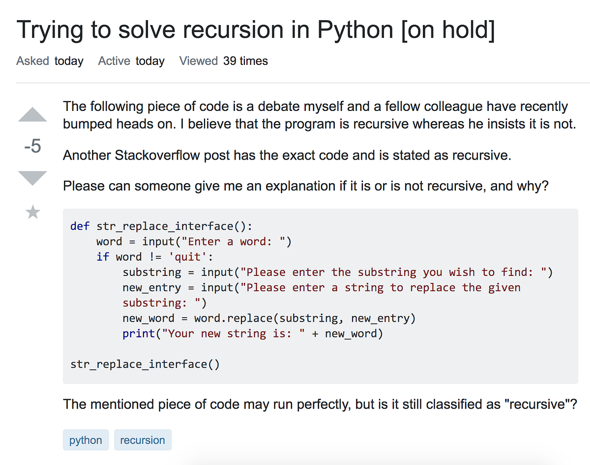 Is this function recursive? A StackOverlfow question. | by JMR | Medium