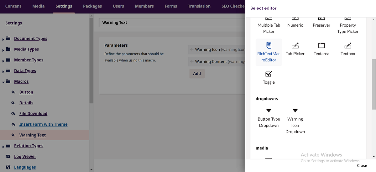 How to add a rich text editor (RTE) to an Umbraco macro? | by Catia ...