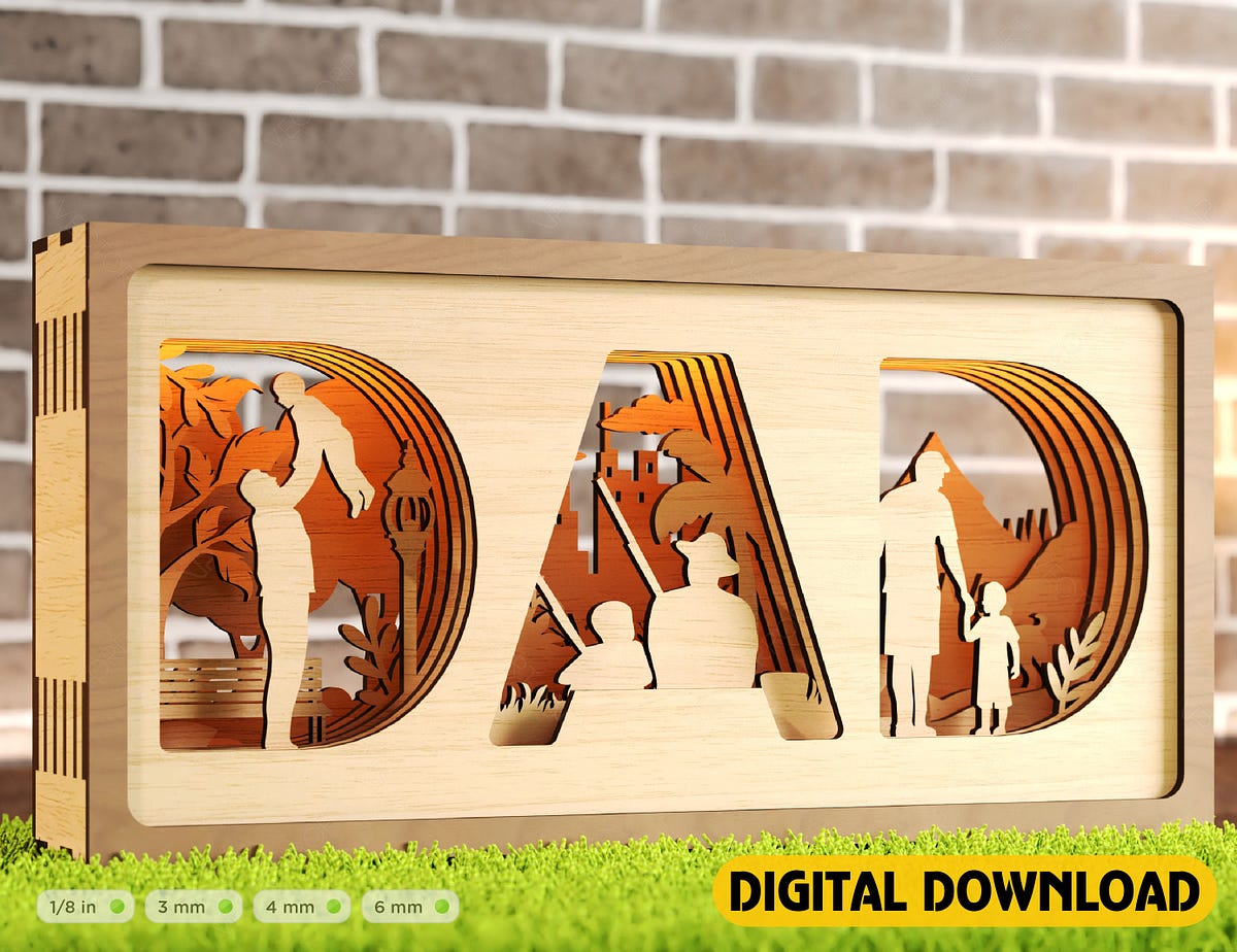 Multilayer Standing Dad and Son 3D Happy Father’s Day Gift for Dad ...