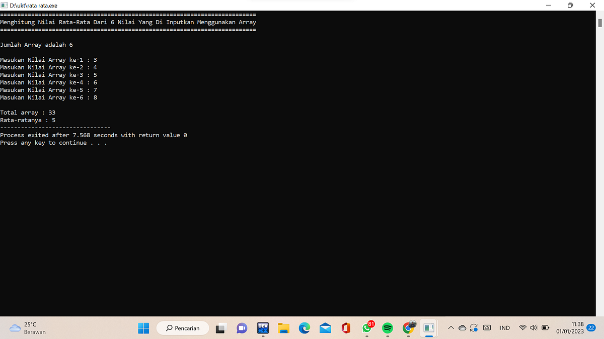 Menghitung Nilai Rata-Rata Dari 6 Nilai yang Di Inputkan dengan Array | by Sendi Ahmad | Medium