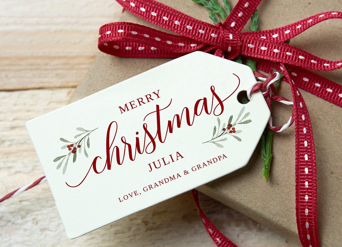 Personalized Printable Christmas Gift Tags Template | Watercolor ...