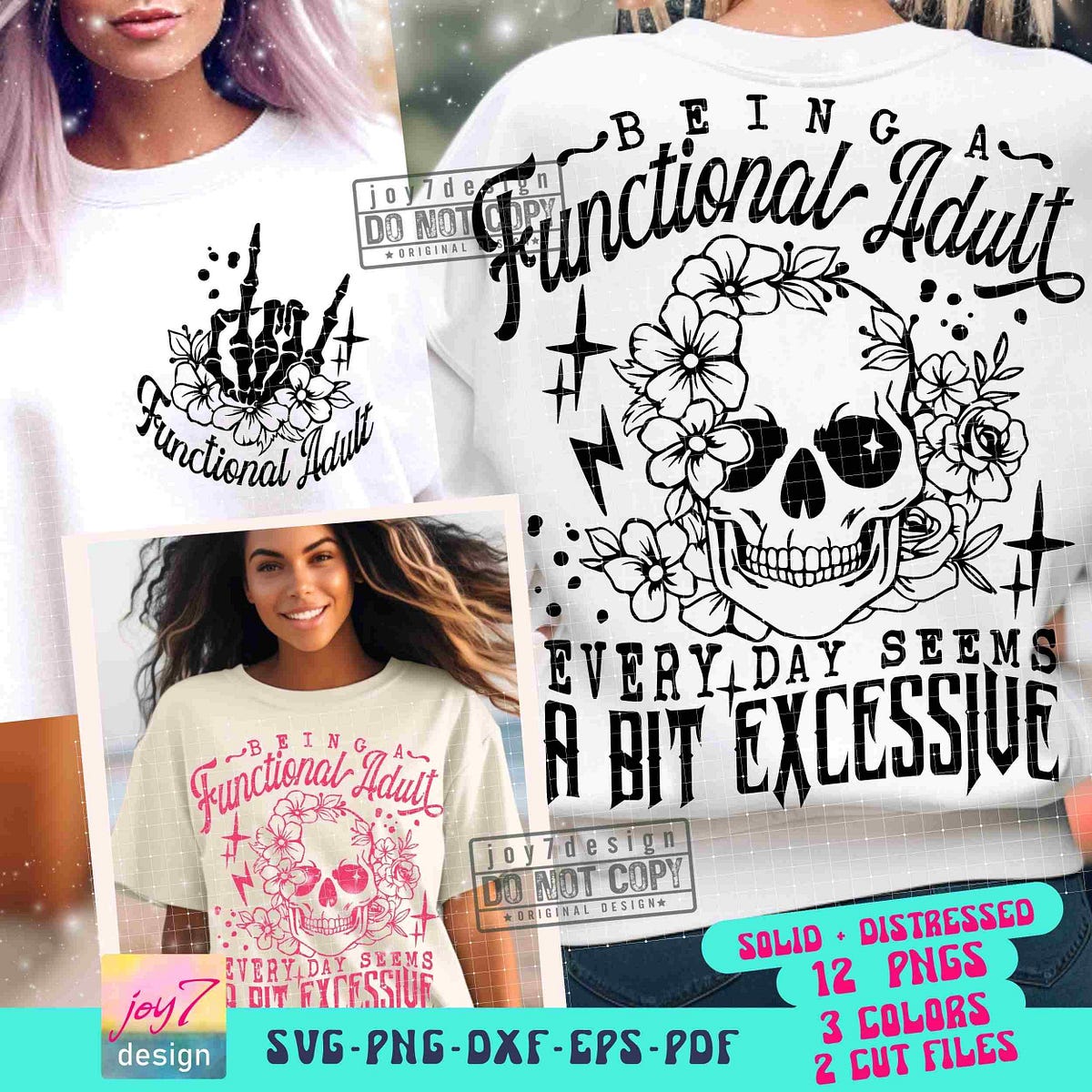 Being a Functional Adult SVG PNG Funny Adult Humor Skeleton Boho Svg ...