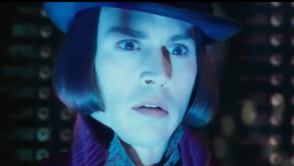 Willy Wonka is deeply troubled. “Look at me, I have no family and I am ...