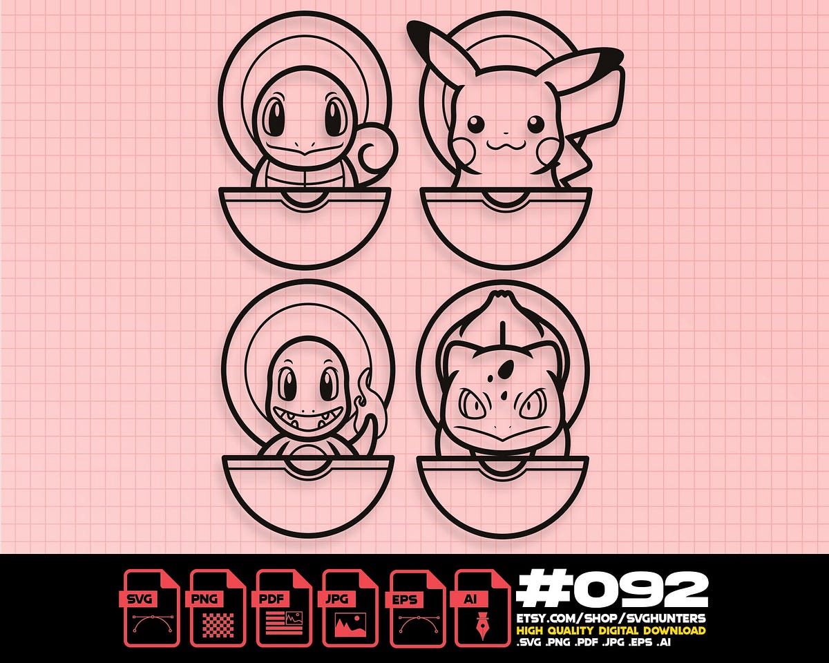 Pokemon Svg bundle, Cricut File, Instant Download, SVG, PNG, Eps, JPG ...