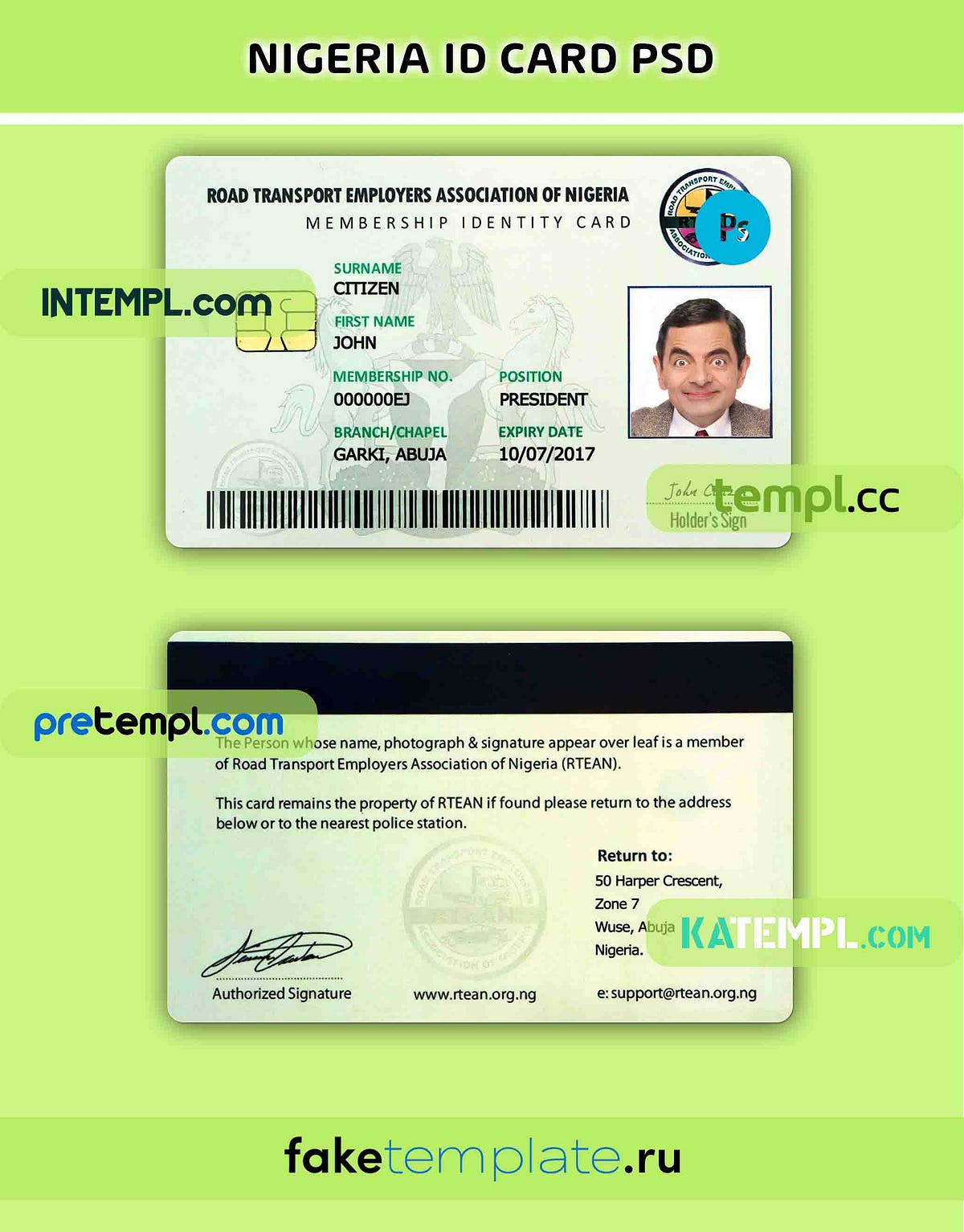 Nigeria ID card PSD template, completely editable | by Shotempl | Medium