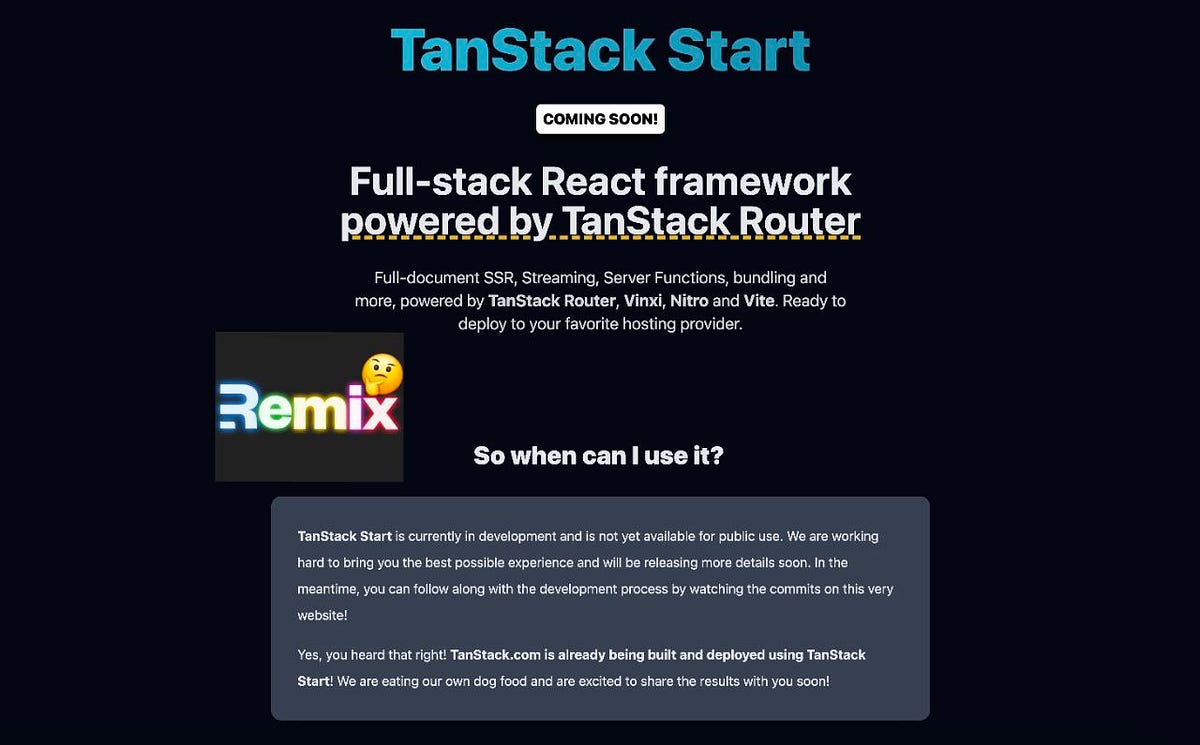 TanStack Start: A New Paradigm for Building React Applications. Is it ... TanStack Start: A New Paradigm for Building React Applications. Is it ...