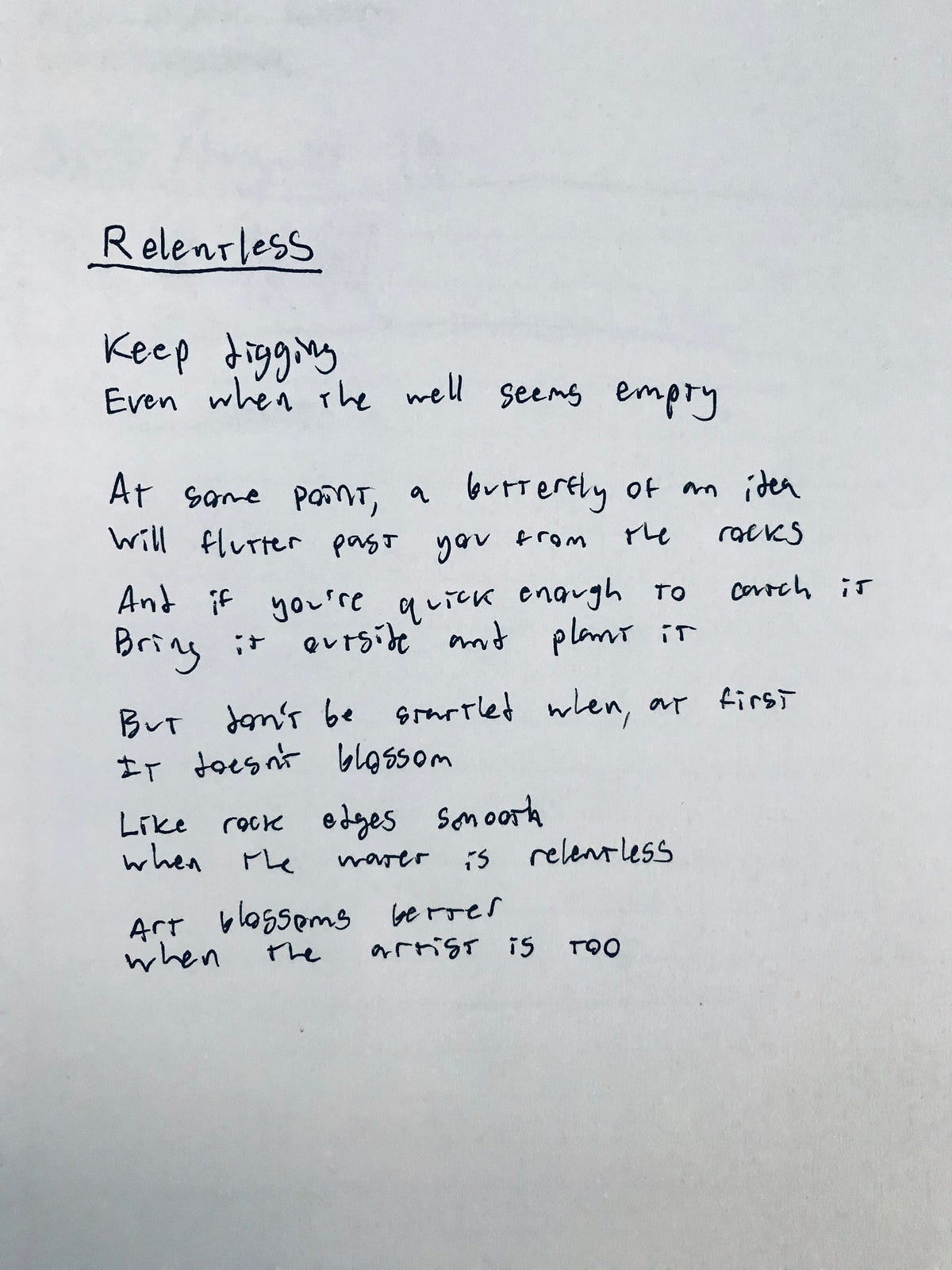 Relentless. A poem | by Zachary Burres | Paper Poetry | Medium
