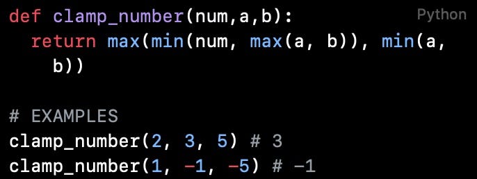 Python代码阅读（第49篇）：限制一个数在指定范围内 本篇阅读的代码实现了将一个数限制在指定范围内的功能，如果这个数在另外两个数所指定