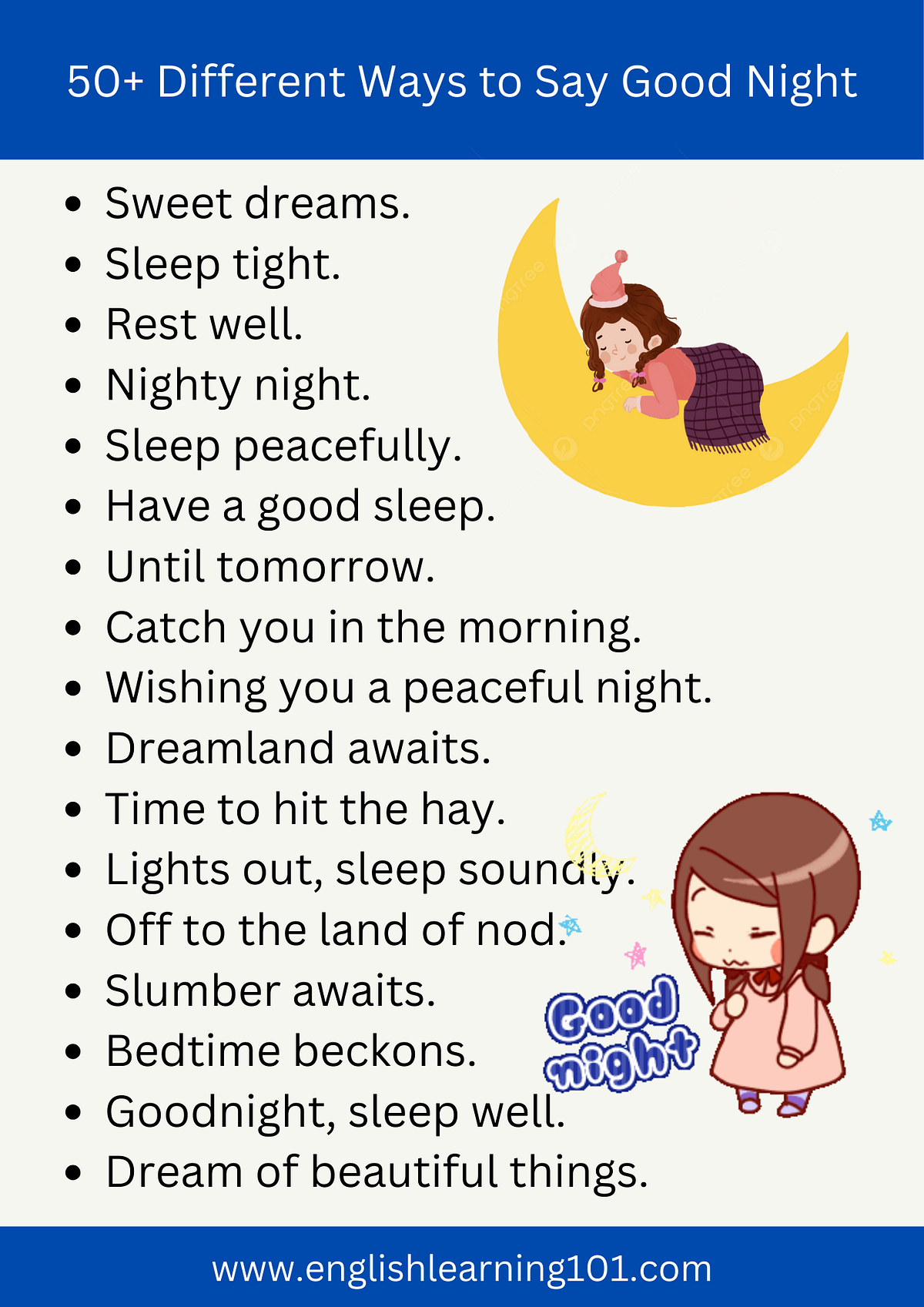 50+ Different Ways to Say Good Night | by English Learning 101 | Medium