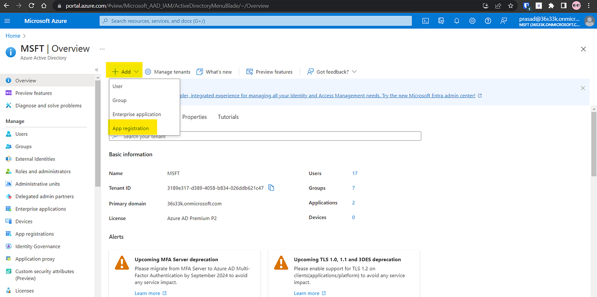 How to register your application with Azure Active Directory to use Graph API? | by Prasad ...