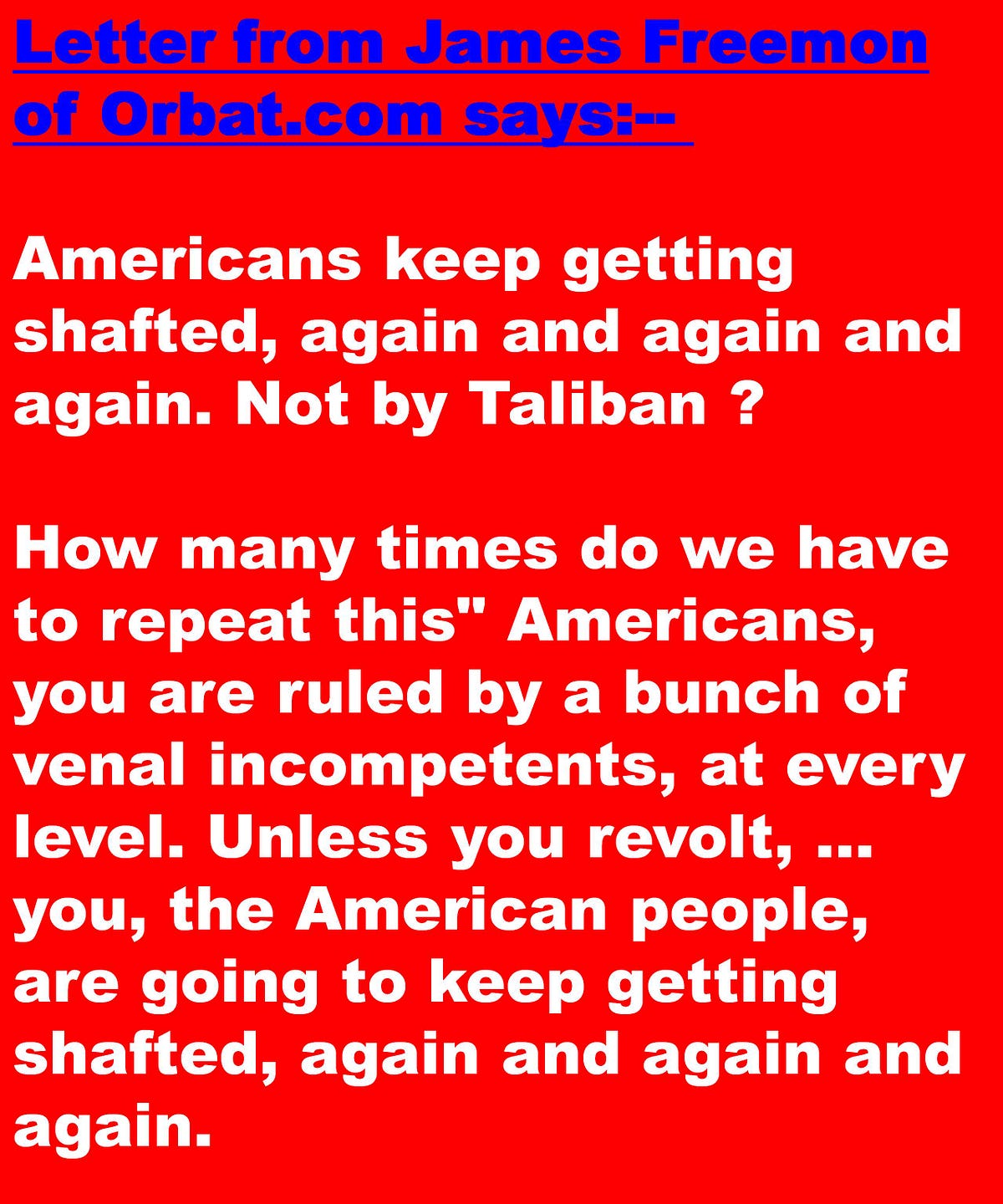 Americans keep getting shafted, again and again and again. Not by ...