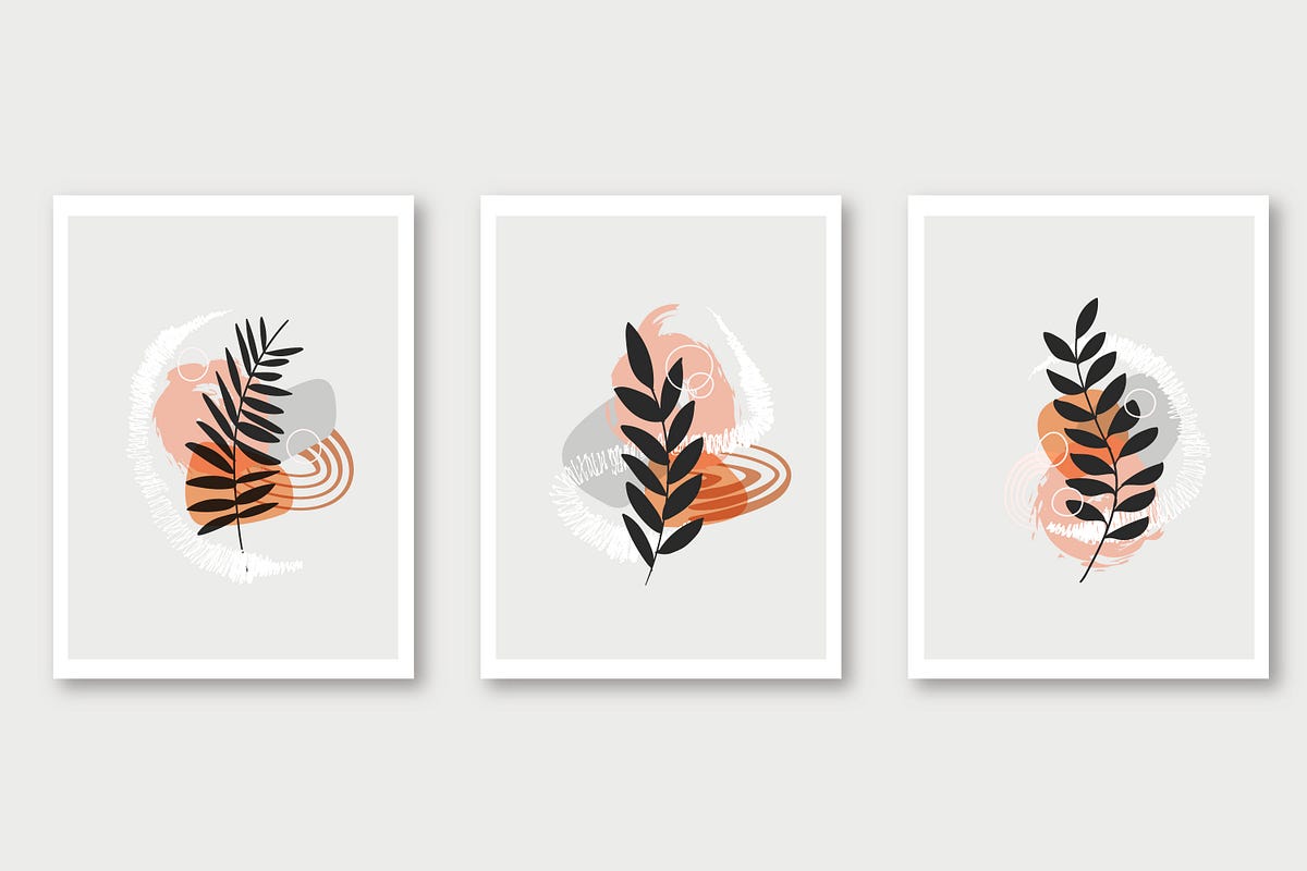 Abstract Botanical Triptych — Wall Art - Nahidaahmed - Medium