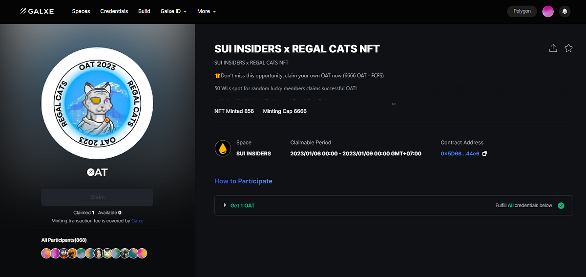 SUI INSIDERS X REGAL CATS NFT - Airdropshare - Medium