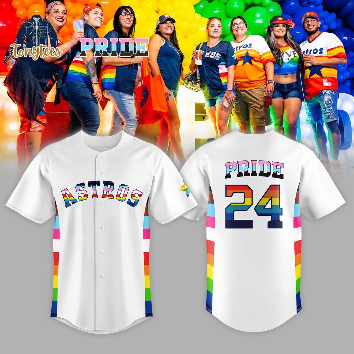 Houston Astros Pride Baseball Jersey - Tonytees - Medium