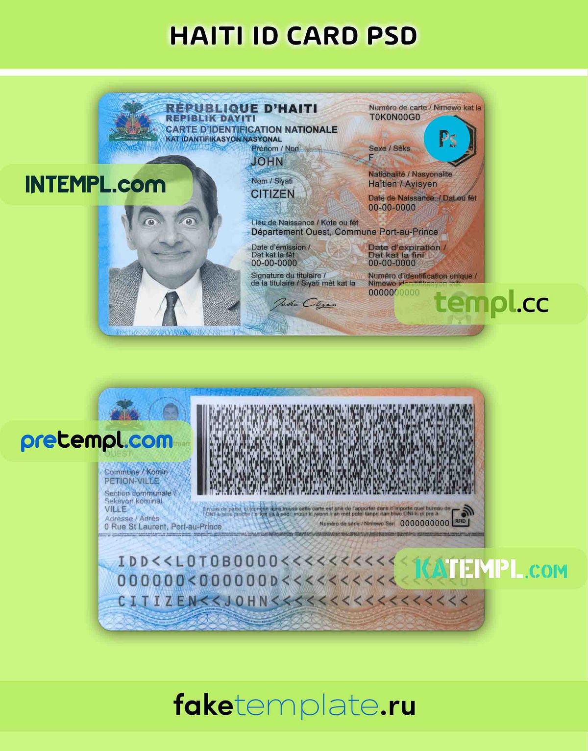 Haiti identity card PSD template, with fonts | by Shotempl | Medium