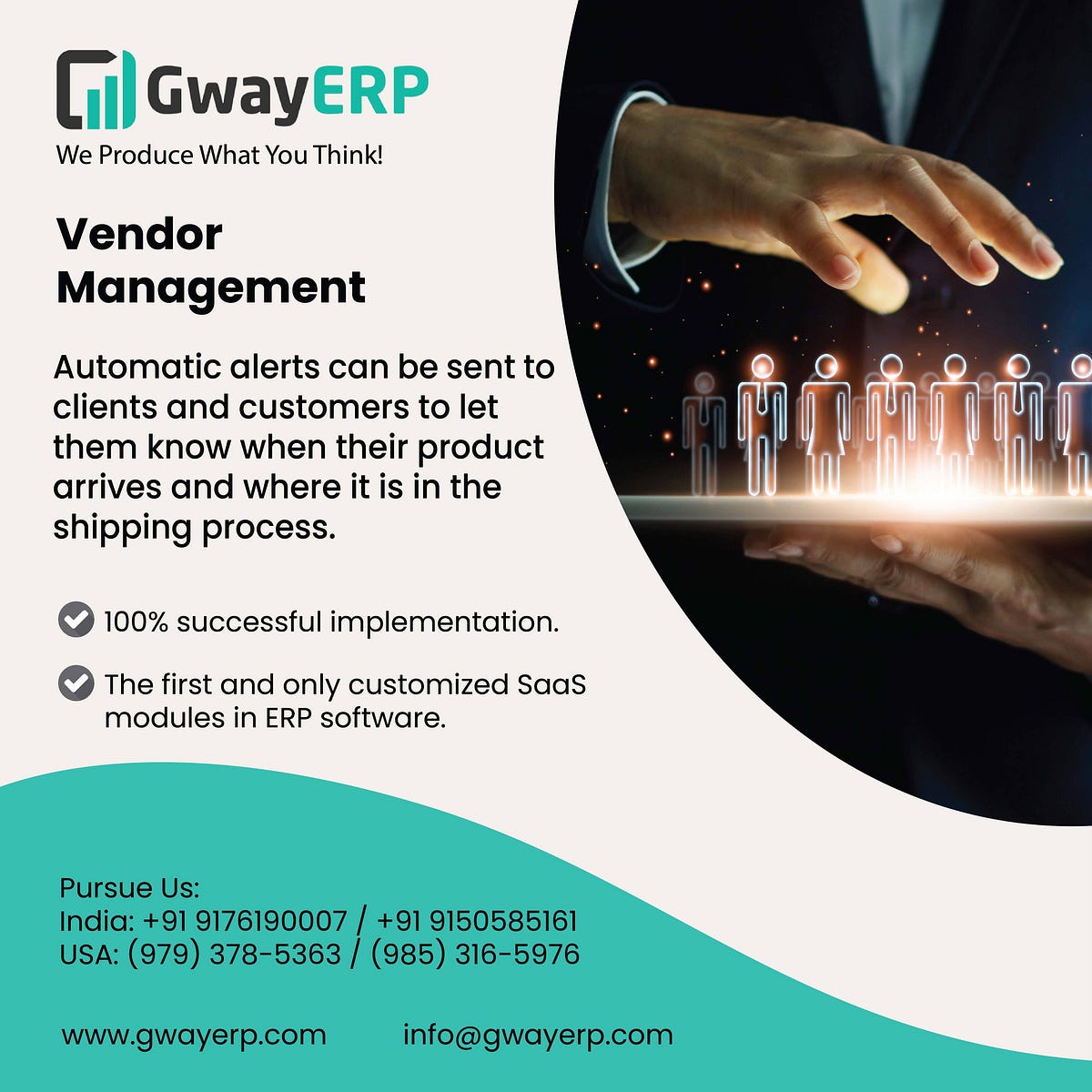 Vendor Management: Automatic alerts can be sent to clients and customers to let them know erp ...