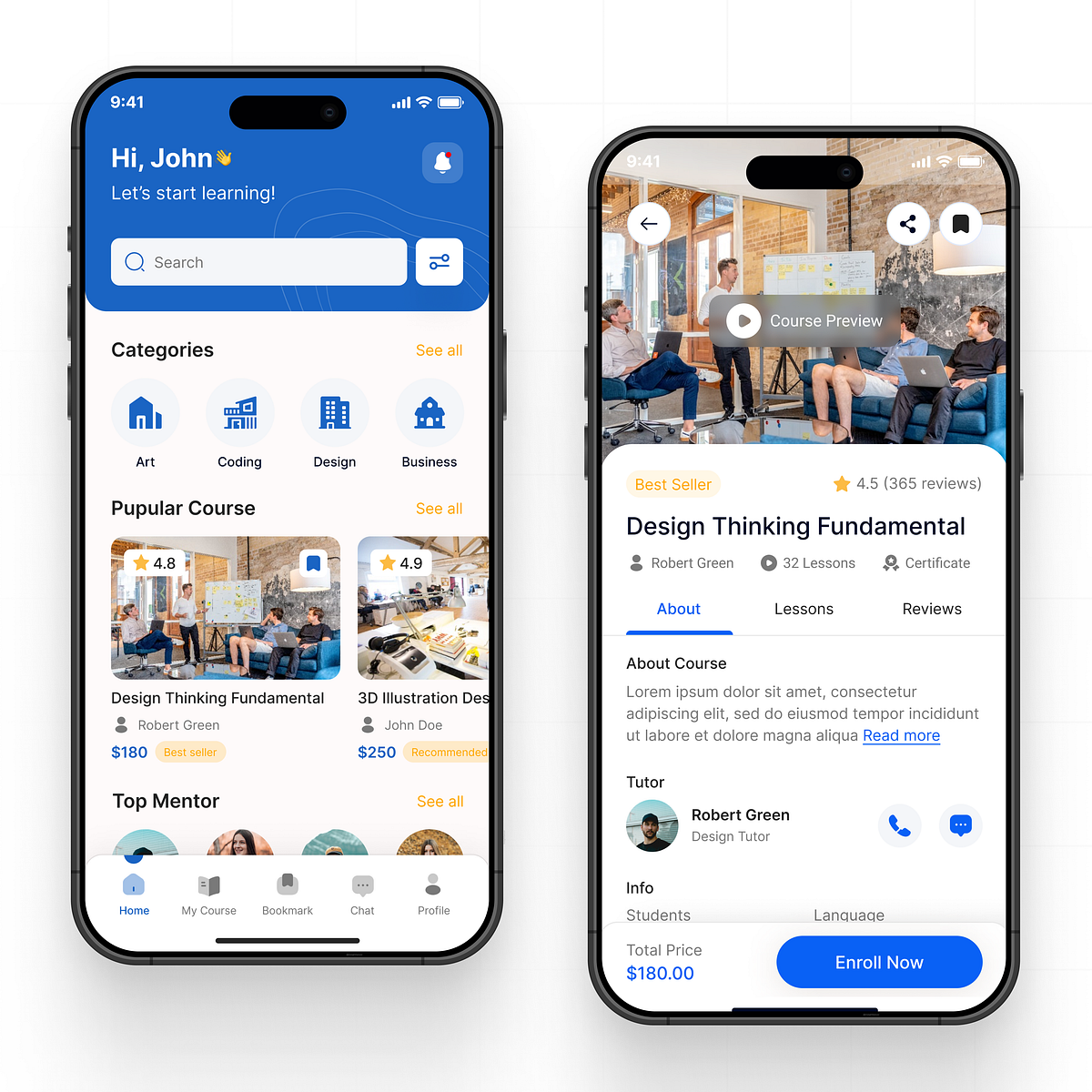ELearning Mobile App UIUX Design | Figma | Online Learning App UIUX ...