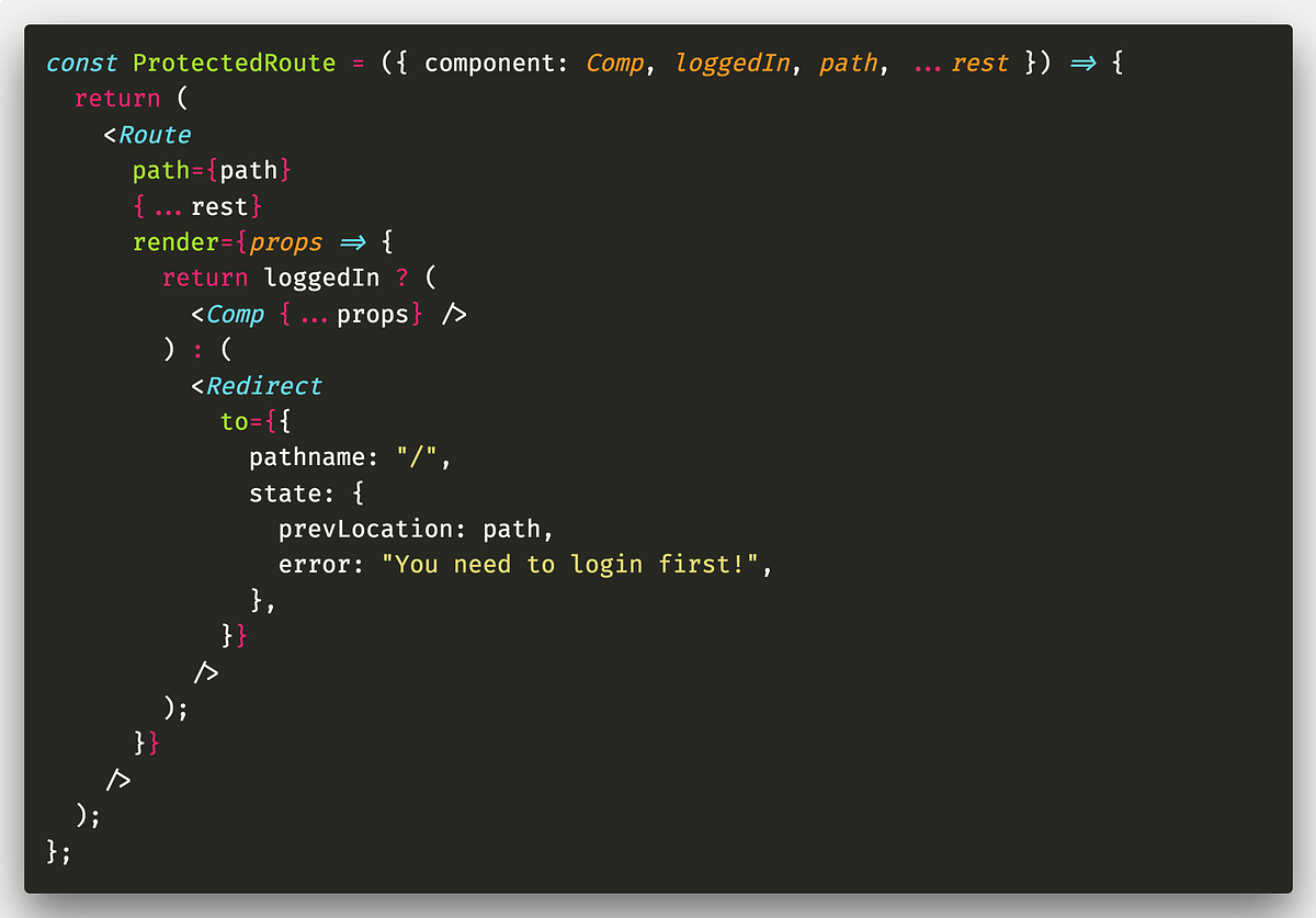 Create A Protectedroute For Logged In Users With Route Redirect And A 7389