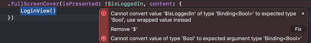 How to use invert/not Bindings (!$ ) in SwiftUI | by Lakshminaidu C | Medium