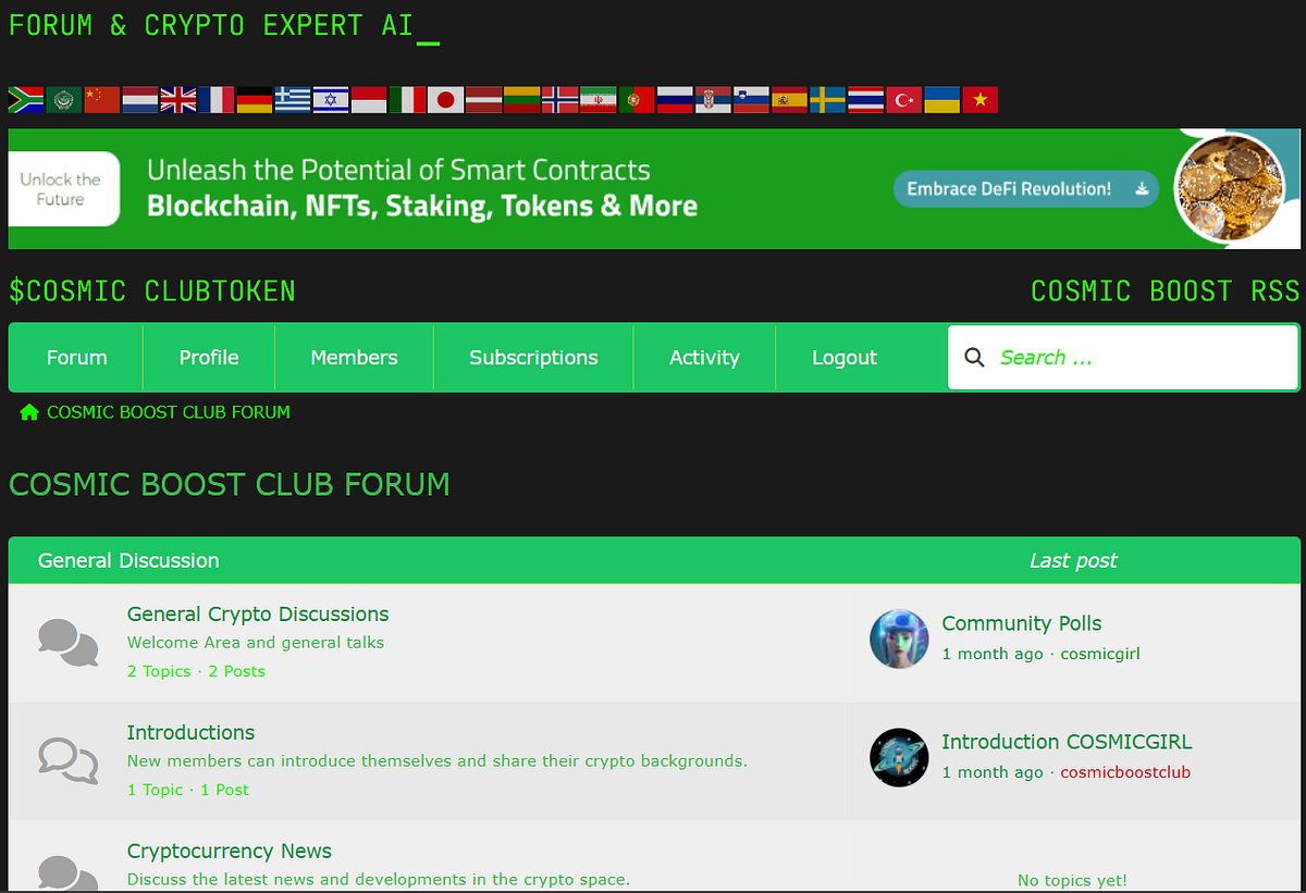 Exploring the Cosmic Boost Club Forum: A Hub for Crypto individuals and Enthusiasts | by COSMIC ...