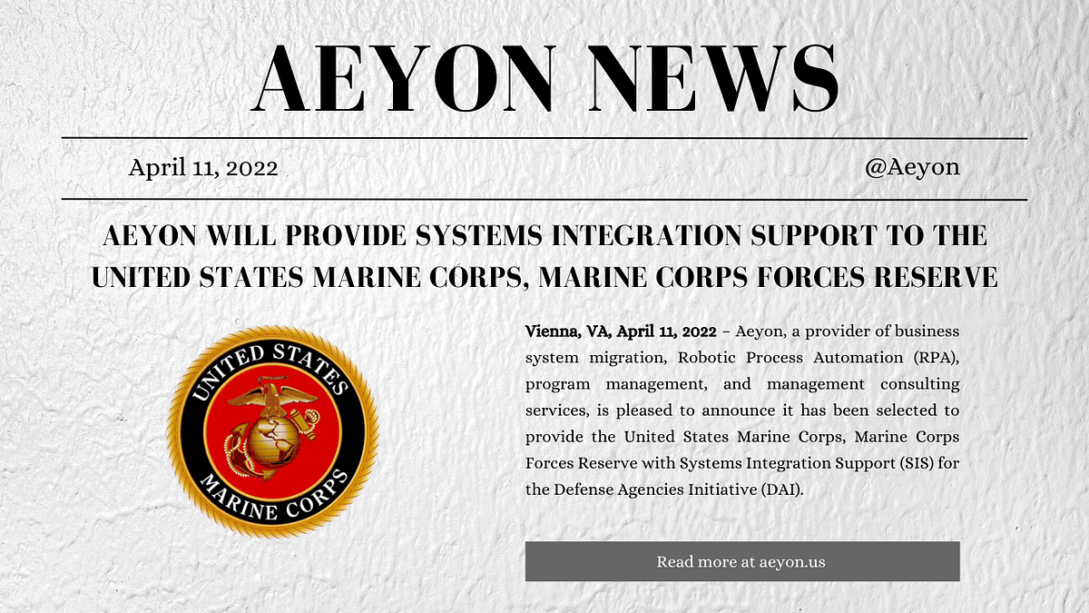 Aeyon will provide Systems Integration Support to the United States ...
