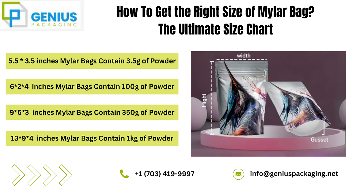 How To Get the Right Size of Mylar Bag? The Ultimate Size Chart - Genius Packaging - Medium