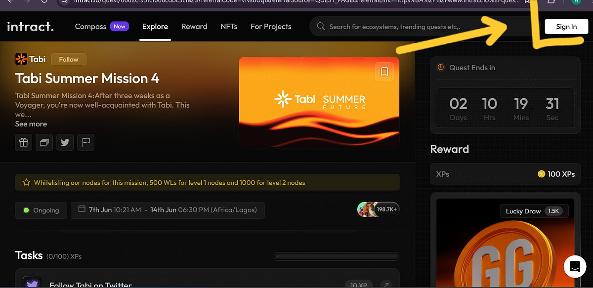 Tabi summer (NFT Claim) 2. Select metamask. Connect and sign in. 3 ...