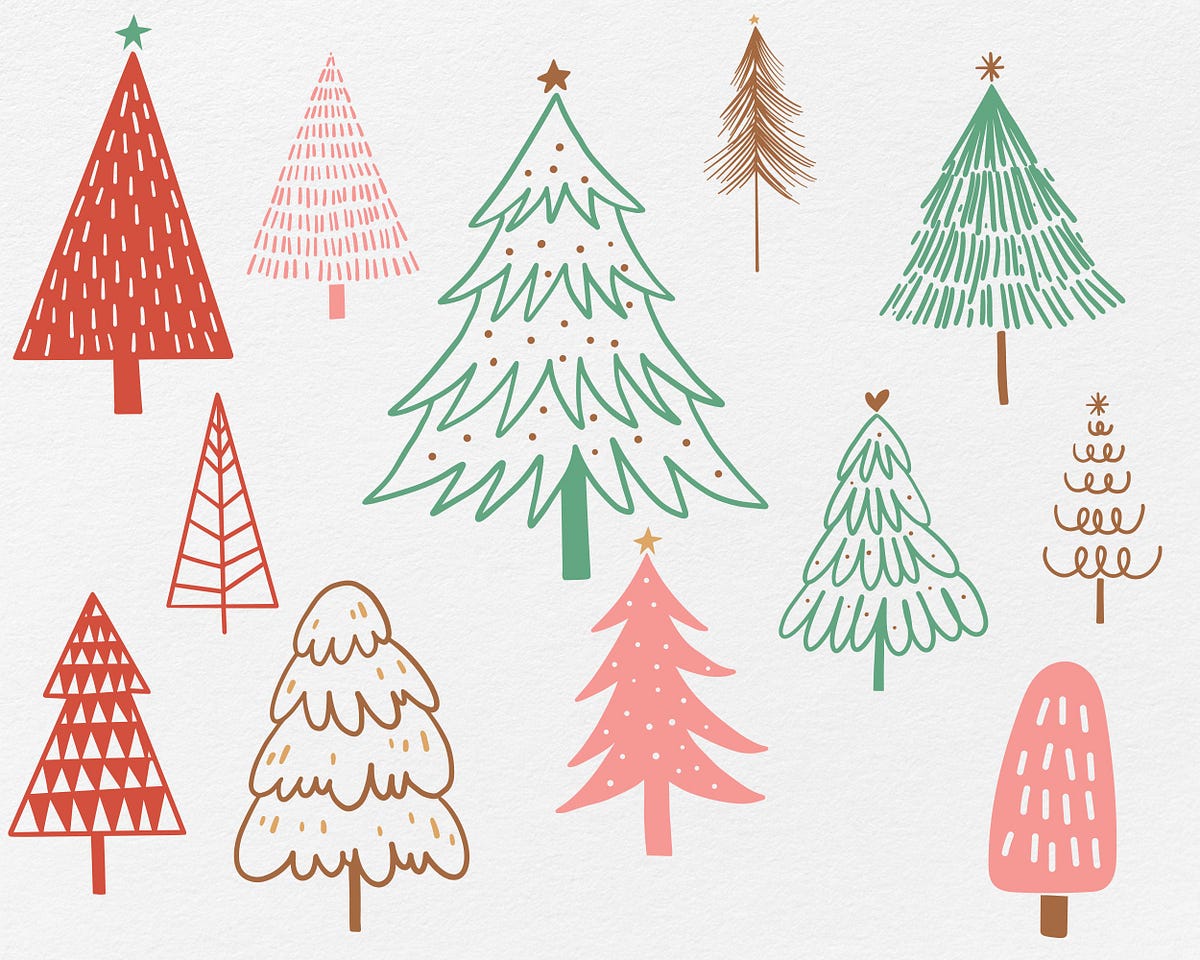 Christmas Tree Svg, Doodle Christmas Tree Svg, Christmas Tree Clipart ...