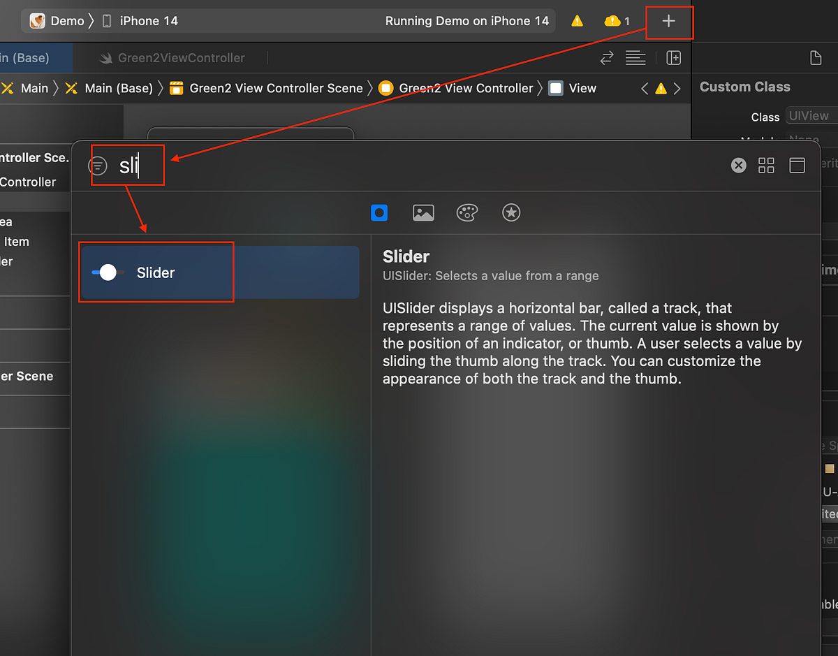 Slider元件是一種水平移動的控制元件，可以按照使用者滑動元件的數值變化，透過程式的撰寫以用來即時地操作其他元件 https://developer.apple.com ...