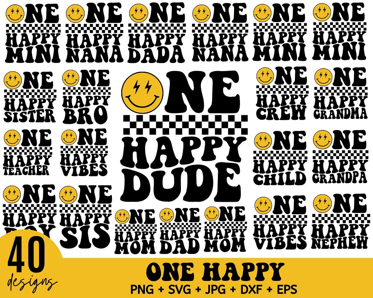 One Happy Dude Matching Birthday Svg Bundle, One Happy Family Png ...