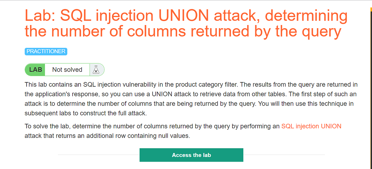 SQL injection Union attack: Determining the number of columns required in an SQL injection UNION ...