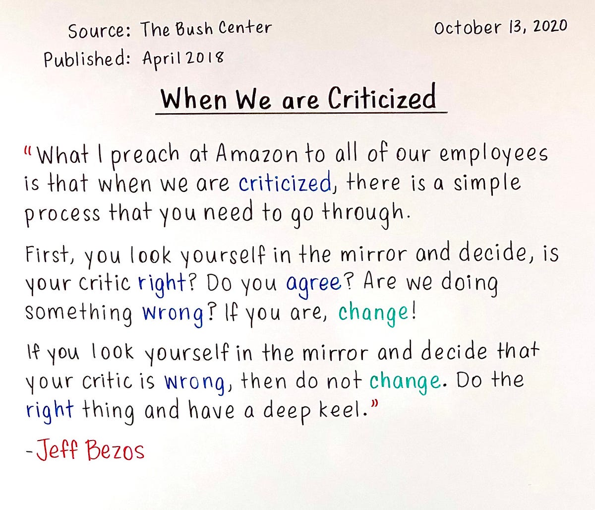 When We are Criticized. Source: The Bush Center Published… | by Danny ...