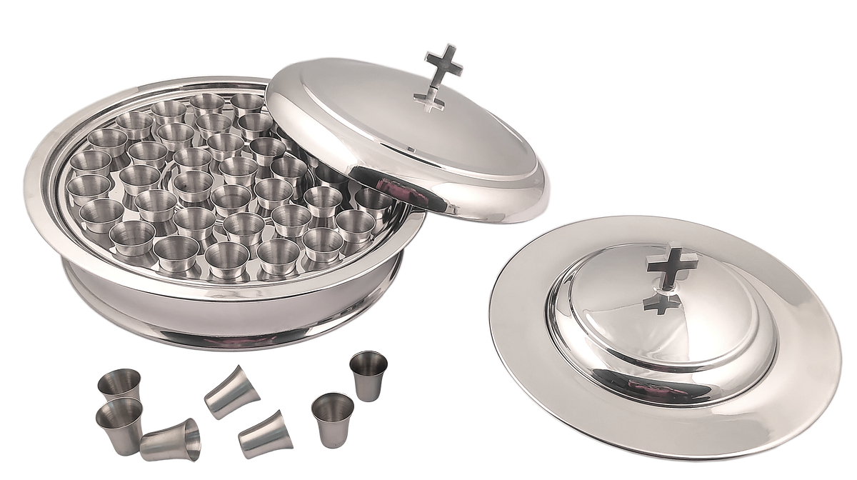 Holy Communion Ware Wine Serving Tray with a Lid & Stacking Bread Plate ...