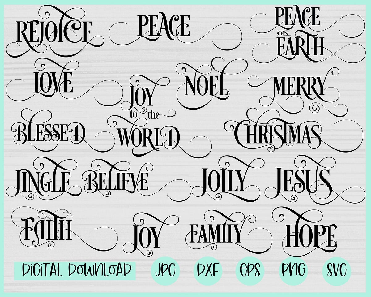Christmas Words svg Bundle, Ornament Words svg, Christmas svg, Believe ...