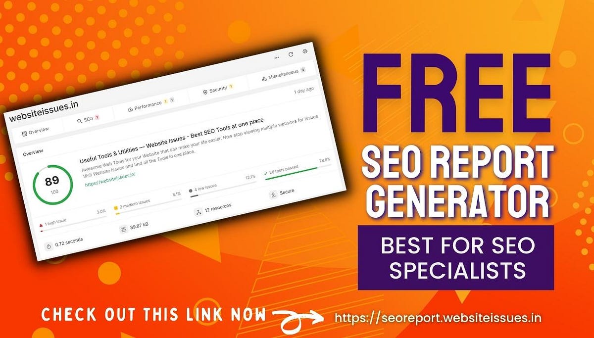 Free website SEO Report Generator and rank your website | by Aman ...
