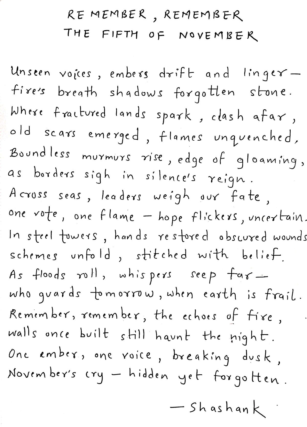 Remember, Remember, the Fifth of November (Poetry) - Shashank D - Medium